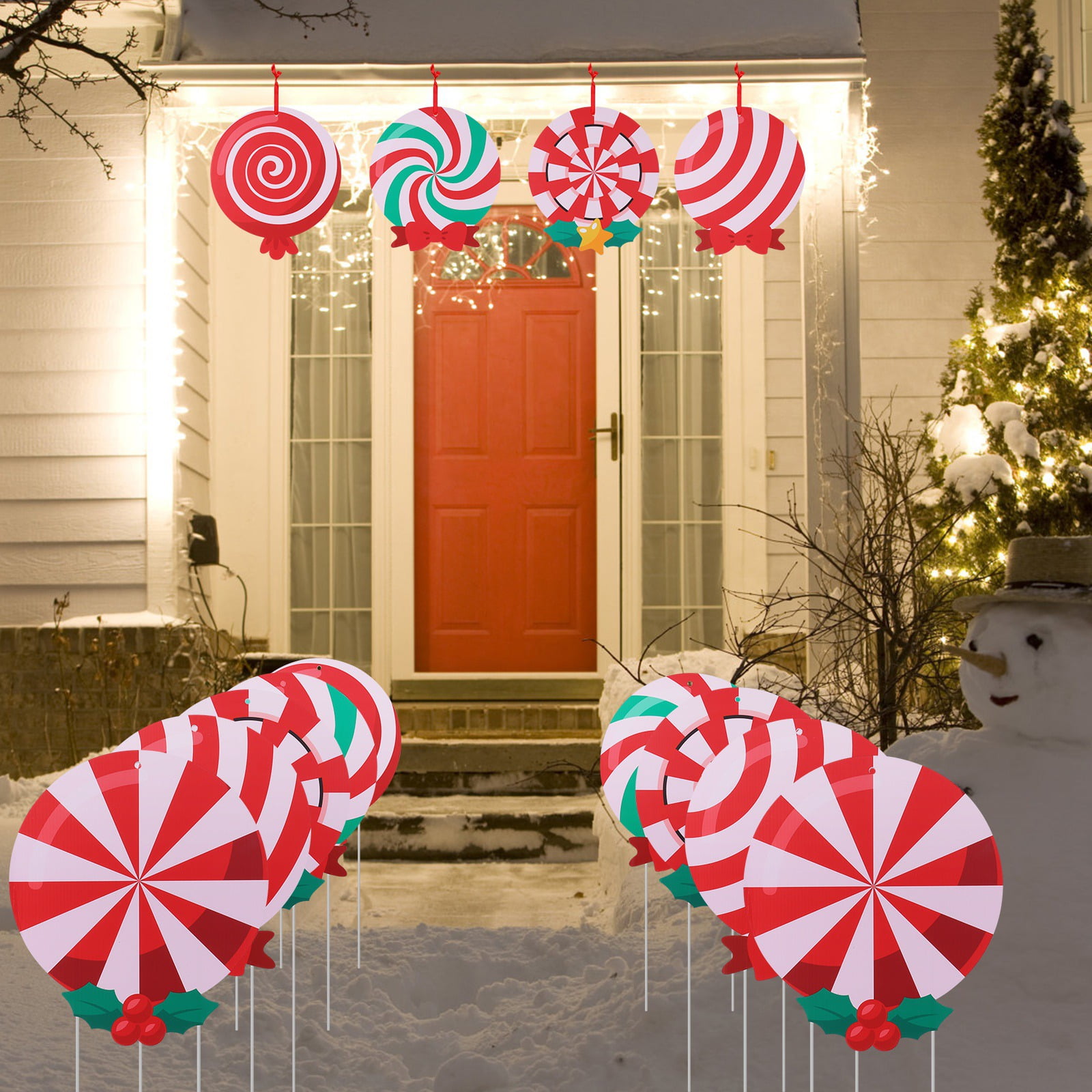 6Pcs Candy Christmas Decorations Outdoor Yard Signs - Plastic ...
