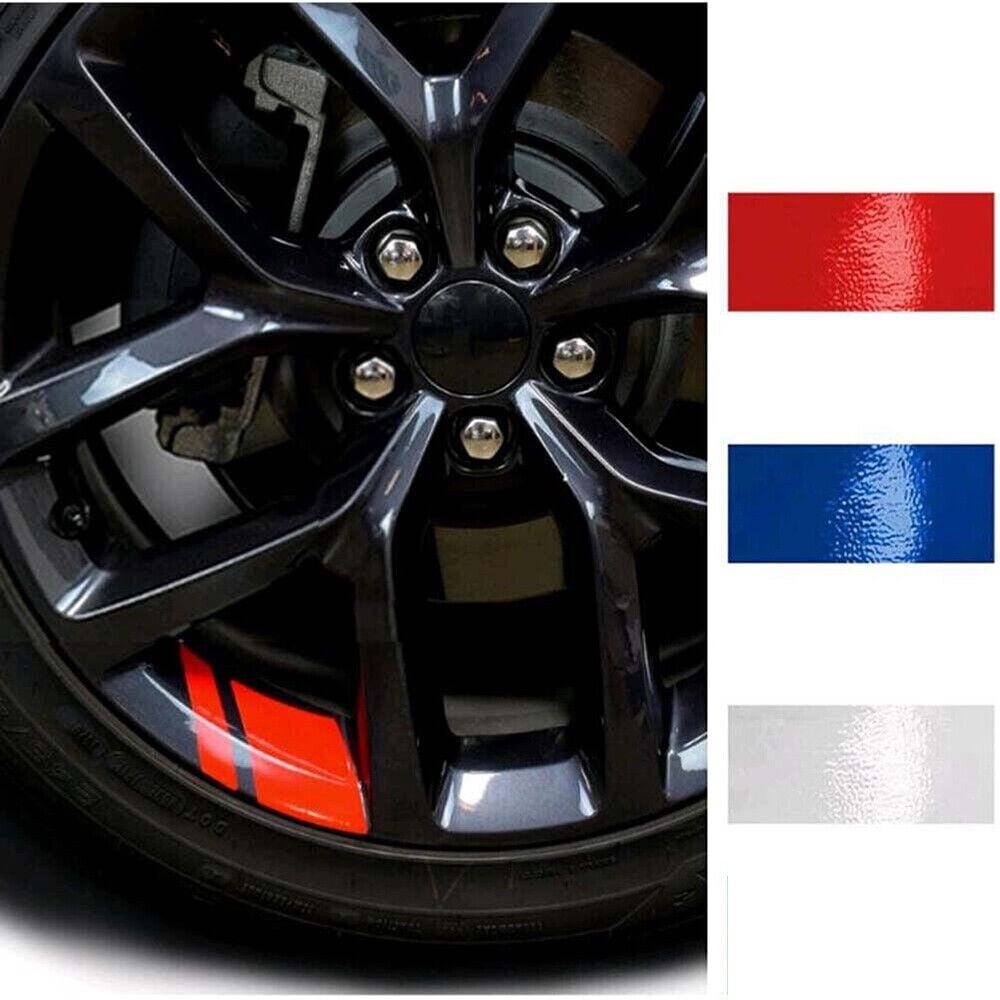 6Pcs Car Exterior Reflective Racing Style Tire Rim Stickers, Automotive ...