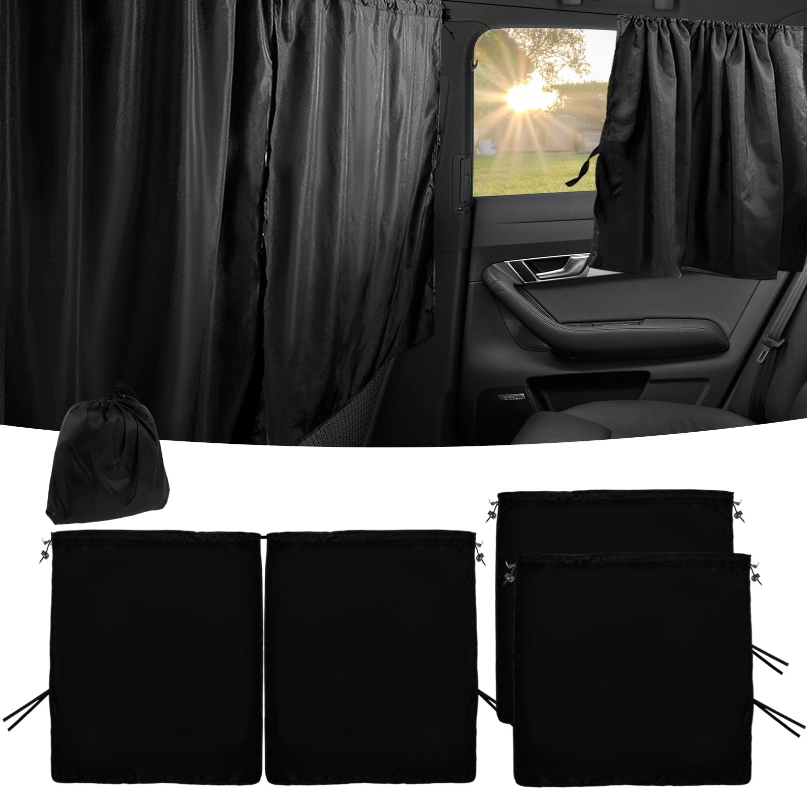 6Pcs Car Privacy Curtains Universal Divider Curtain Between Rear Seat ...