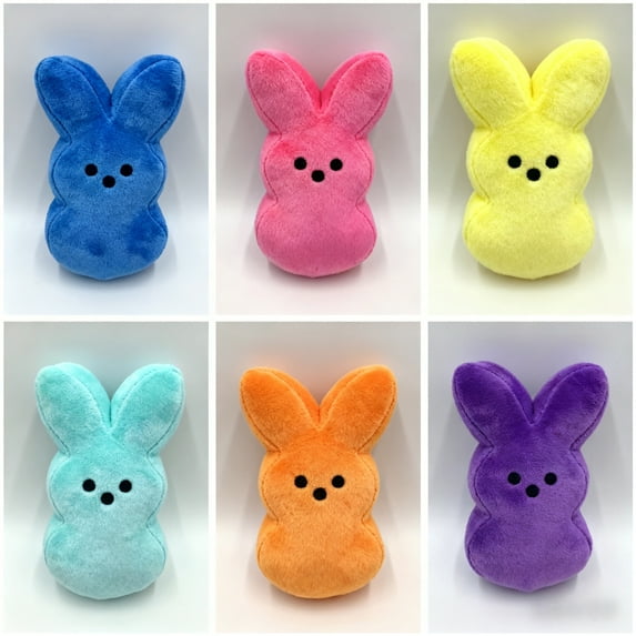 6Pcs Cartoon Easter Bunny Plush Toys, 7" Cute Peex Rabbit Dolls Easter ...