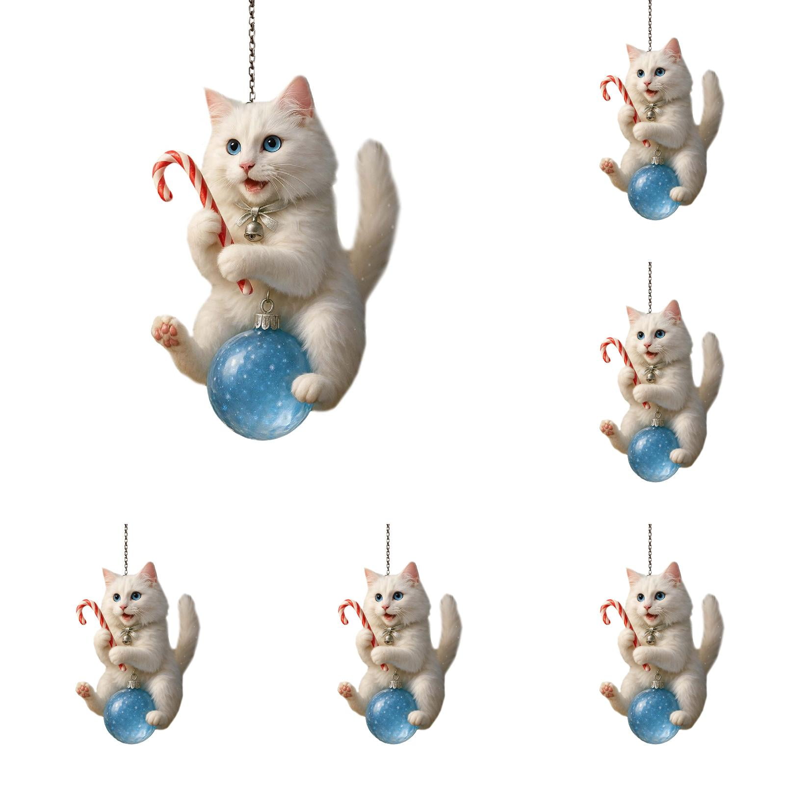 6Pcs Cat Ornaments – Meet the Christmas Cat Chaos Collection, 2D ...