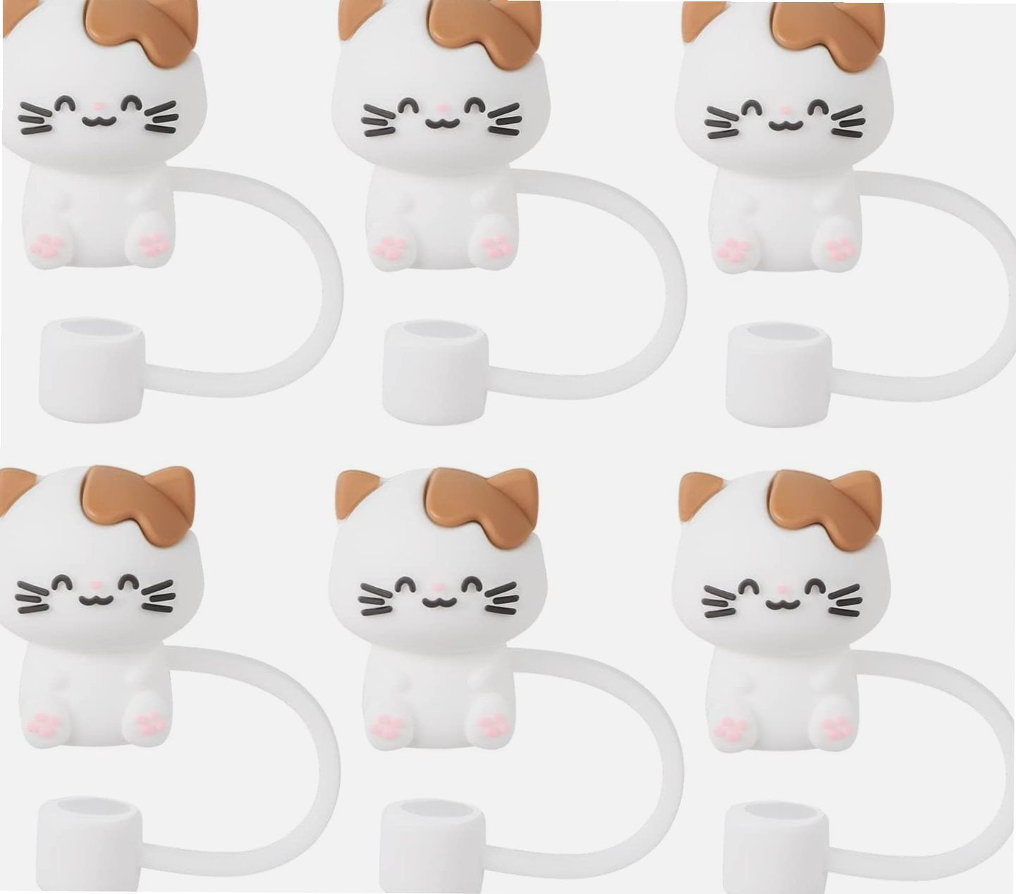 6Pcs Cat Straw Covers, Reusable Straw Tip Covers Dust-Proof Straw ...