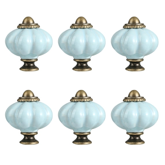 6Pcs Ceramic Cabinet Knob Drawer Pulls Pumpkin Shape Furniture ...