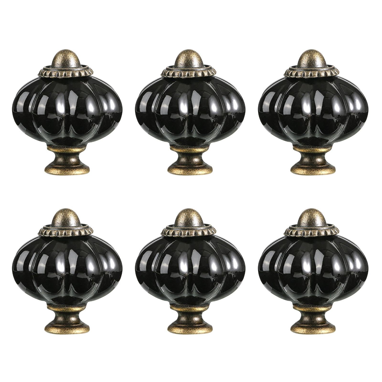 6Pcs Ceramic Pumpkin Cabinet Knobs, Kitchen Drawer Pulls Handles for Wardrobe Cupboard Furniture ...