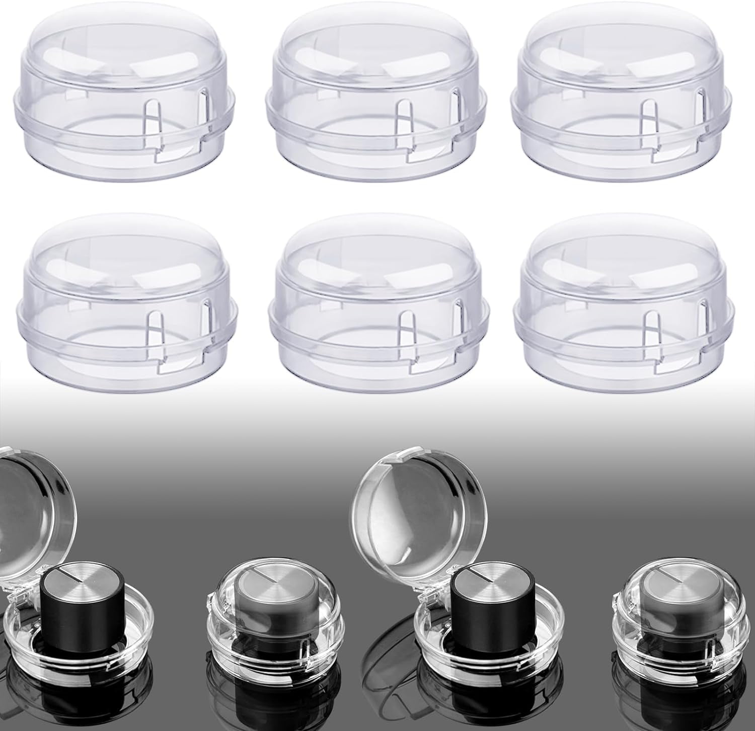 6Pcs Child Proof Stove Knob Covers Clear View Kitchen Stove Gas Knob ...
