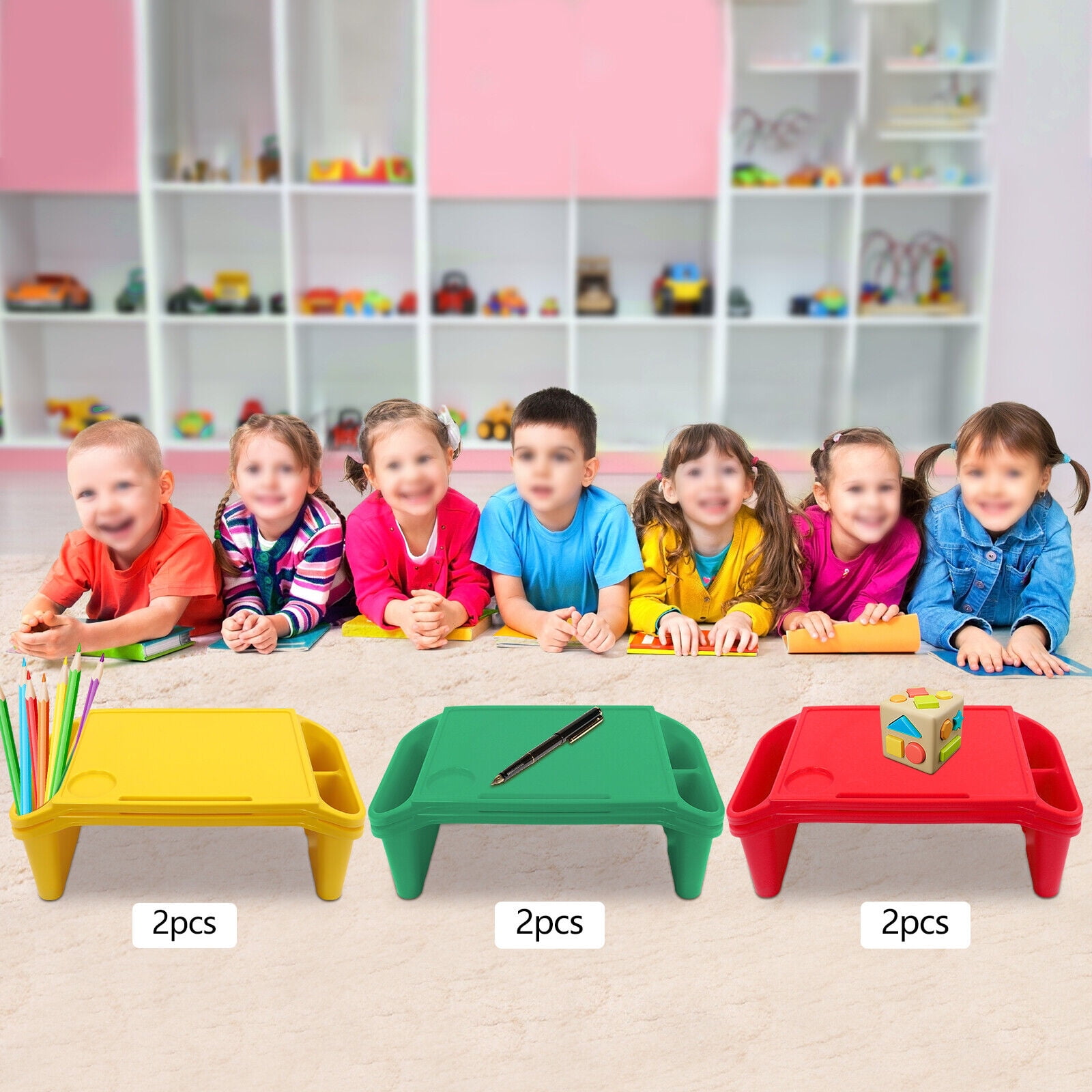 6Pcs Children Lap Desk Portable Pp Kids Tray Lap for Writing Eating ...