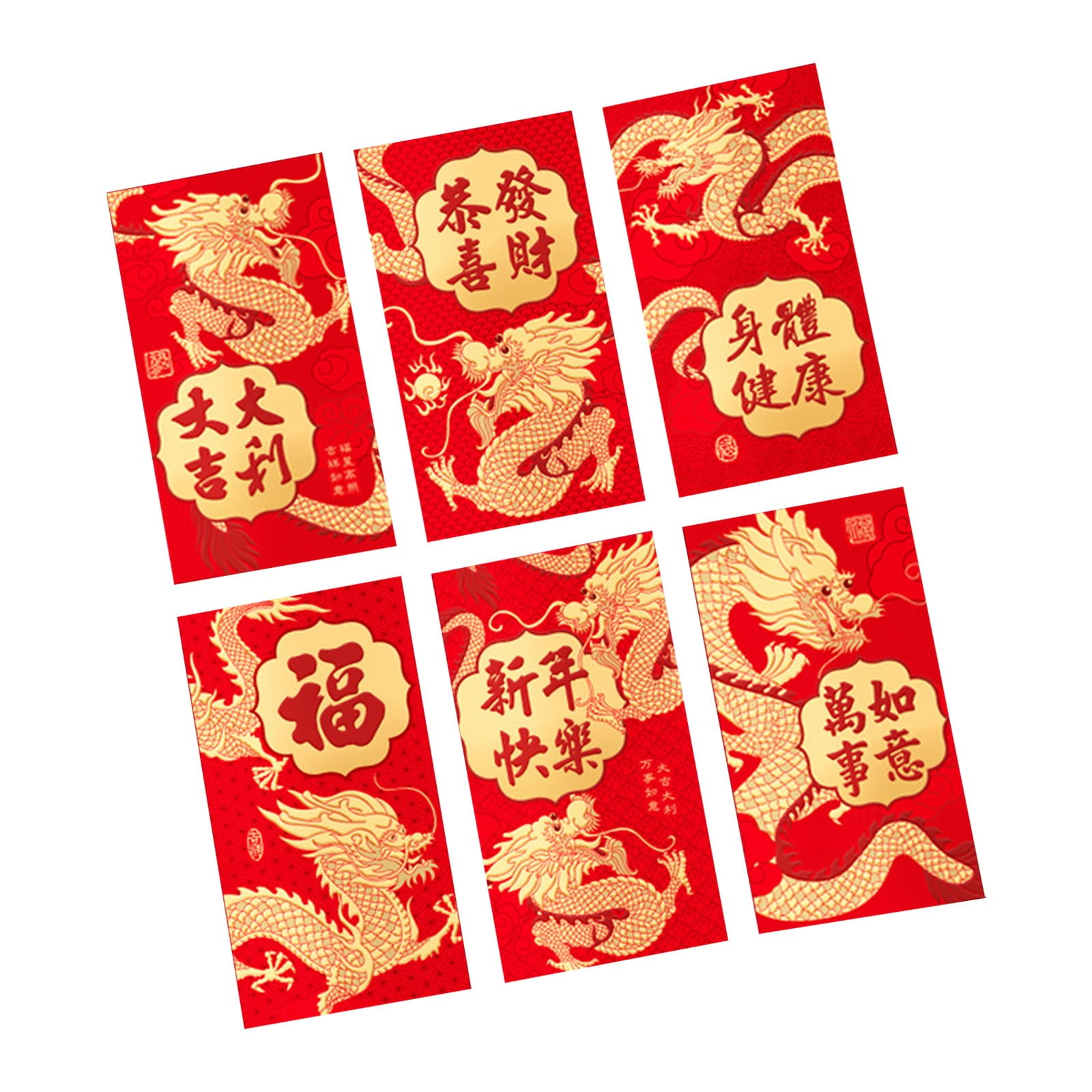 6Pcs Chinese New Year Red Envelopes 2024, Lunar Year of The Dragon Red ...