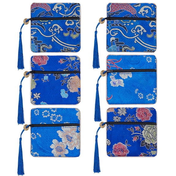 6Pcs Chinese Style Silk Cloth Embroidery Jewelry Packing Zipper Bags ...