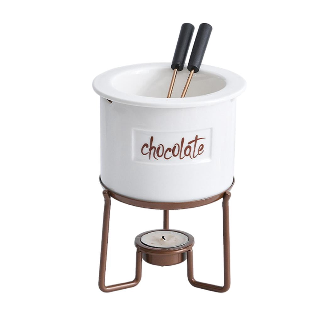 6Pcs Chocolate Melting Pot Fondue Set, Heating Furnace,with Metal Stand ...