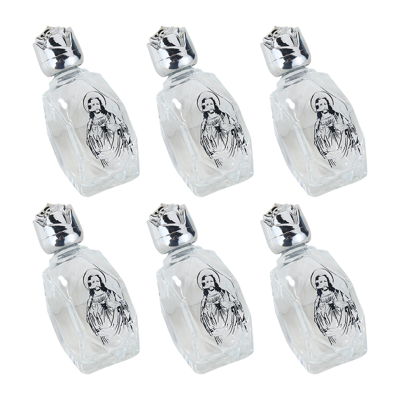 6Pcs Christian Ritual Glass Container Embossed Leakproof Holy Water ...