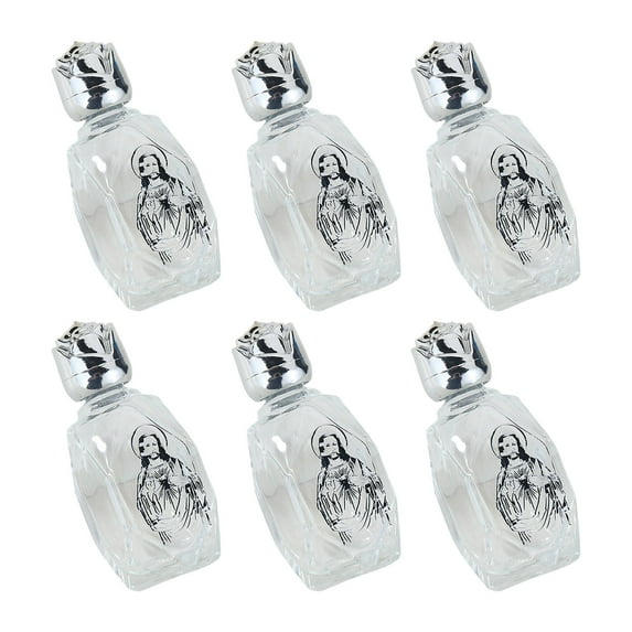 6Pcs Christian Ritual Glass Container Embossed Leakproof Holy Water ...