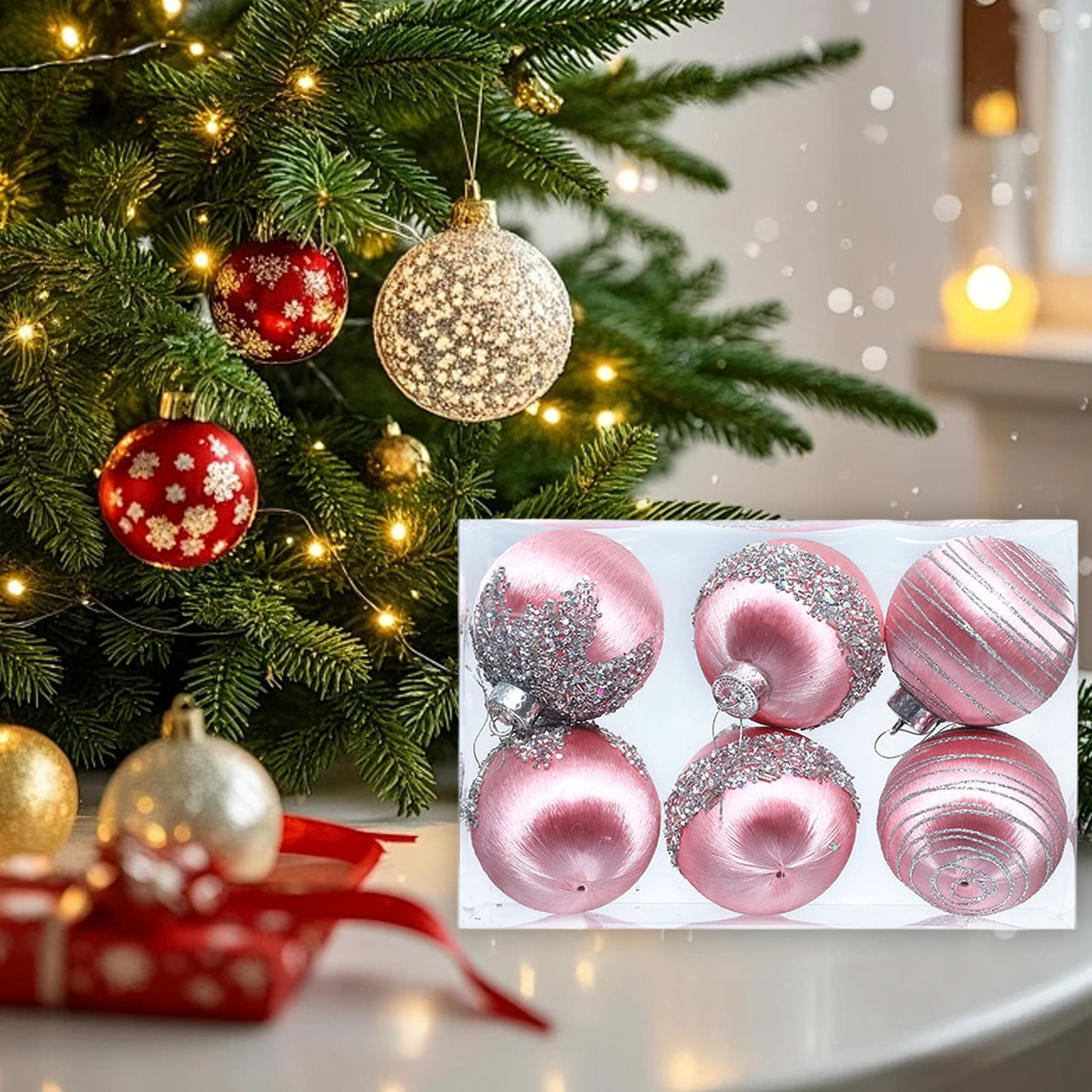 6Pcs Christmas Balls Ornaments, Shatterproof Holiday Balls, Festive ...