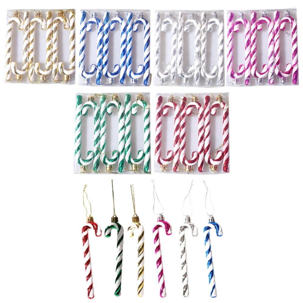 6Pcs Christmas Crutch Plastic Candy Cane Ornaments Christmas Tree ...