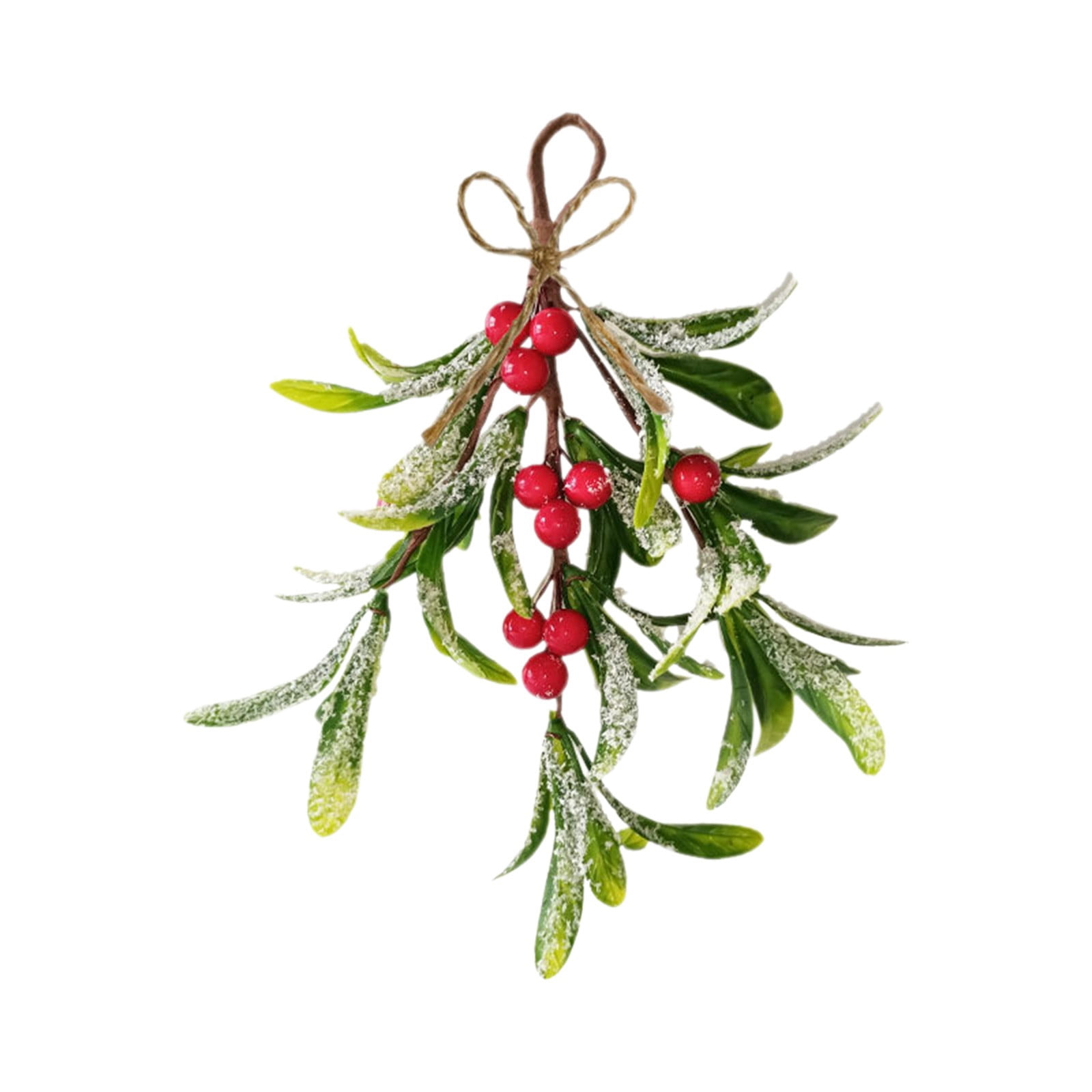 6Pcs Christmas Decorations Artificial Frosted Mistletoe with Bow ...