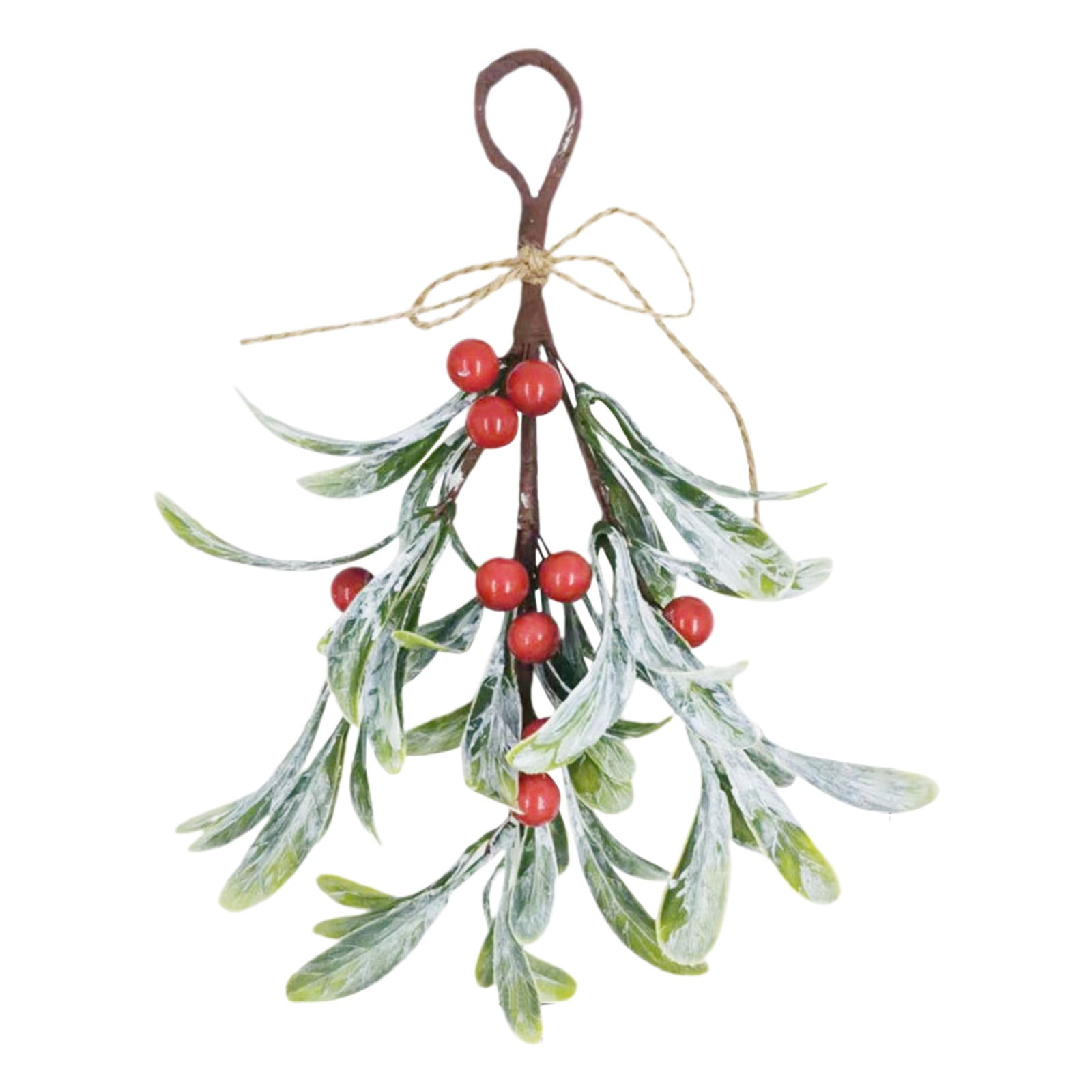 6Pcs Christmas Decorations Artificial Frosted Mistletoe with Bow ...