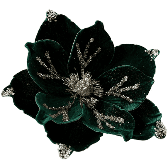 6Pcs Christmas Flower Magnolia Flowers 9.5" Artificial Poinsettia Stems ...