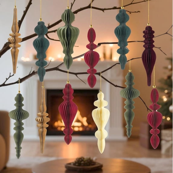 6Pcs Christmas Honeycomb Ornaments for Tree, 3D Paper Honeycomb Hanging ...