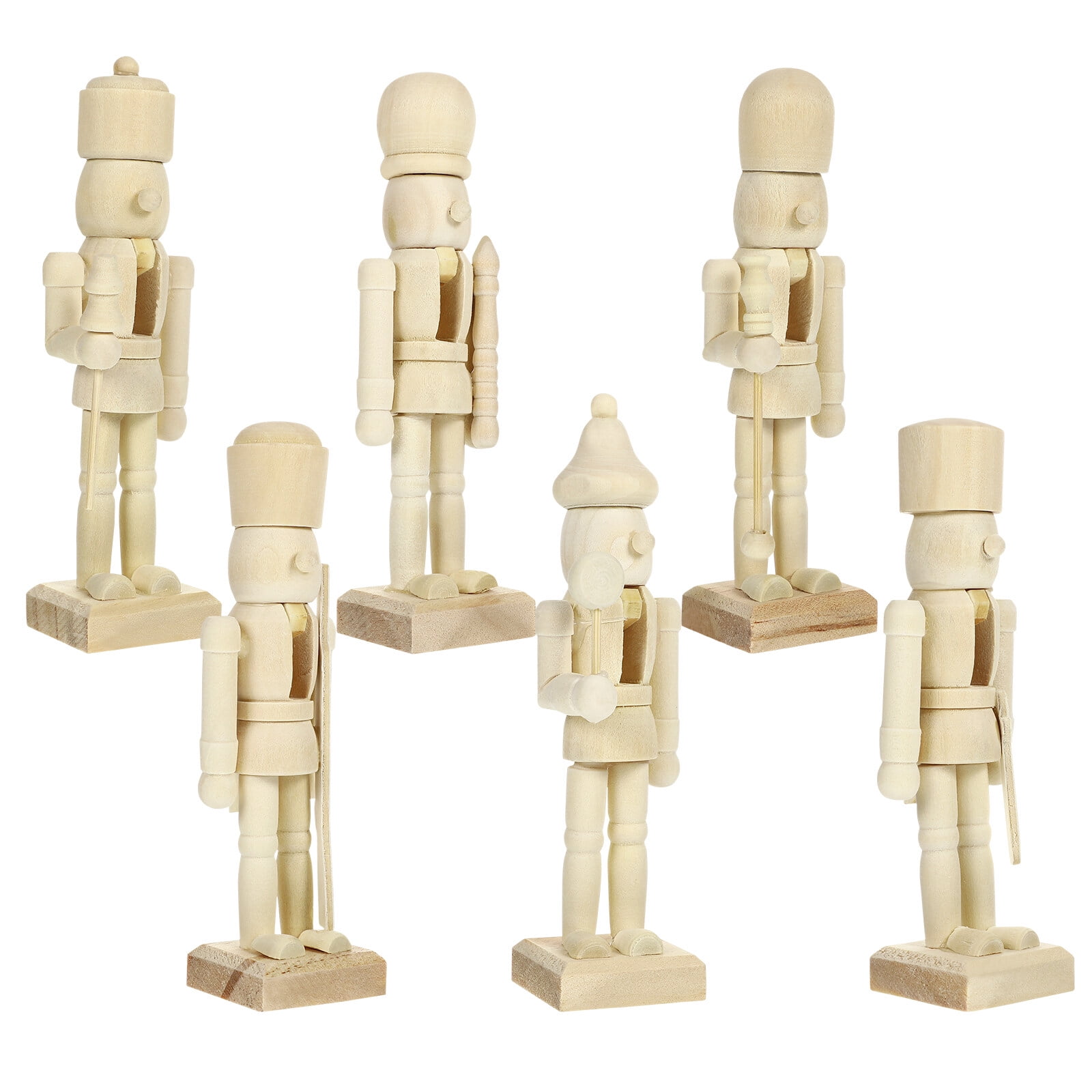 6Pcs Christmas Nutcracker Unfinished Wood Nutcracker Ornaments DIY ...