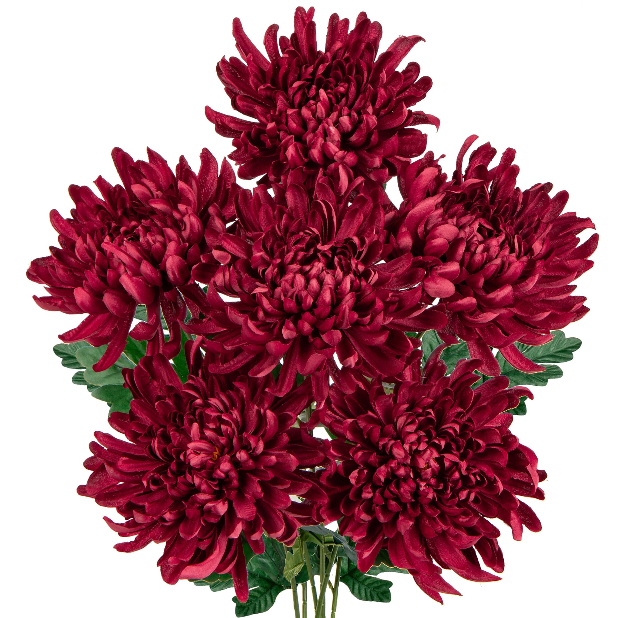 6Pcs Chrysanthemum Artificial Flowers 26'' Long Stem Fake Mum Flowers ...