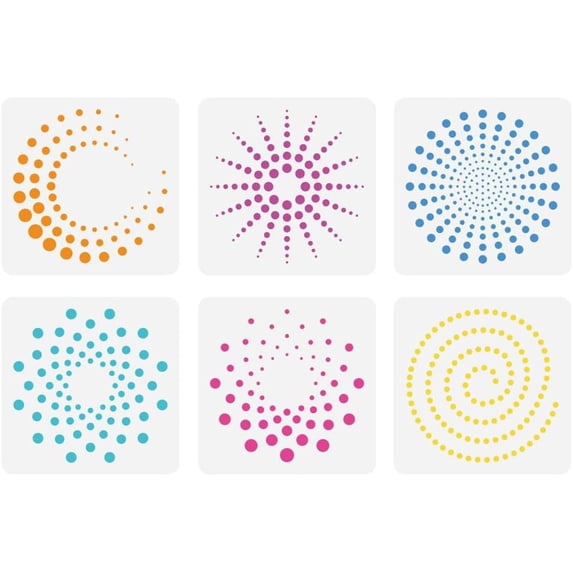 6Pcs Circular Dots Stencils for Painting 5.9x5.9 inch Small Dots ...