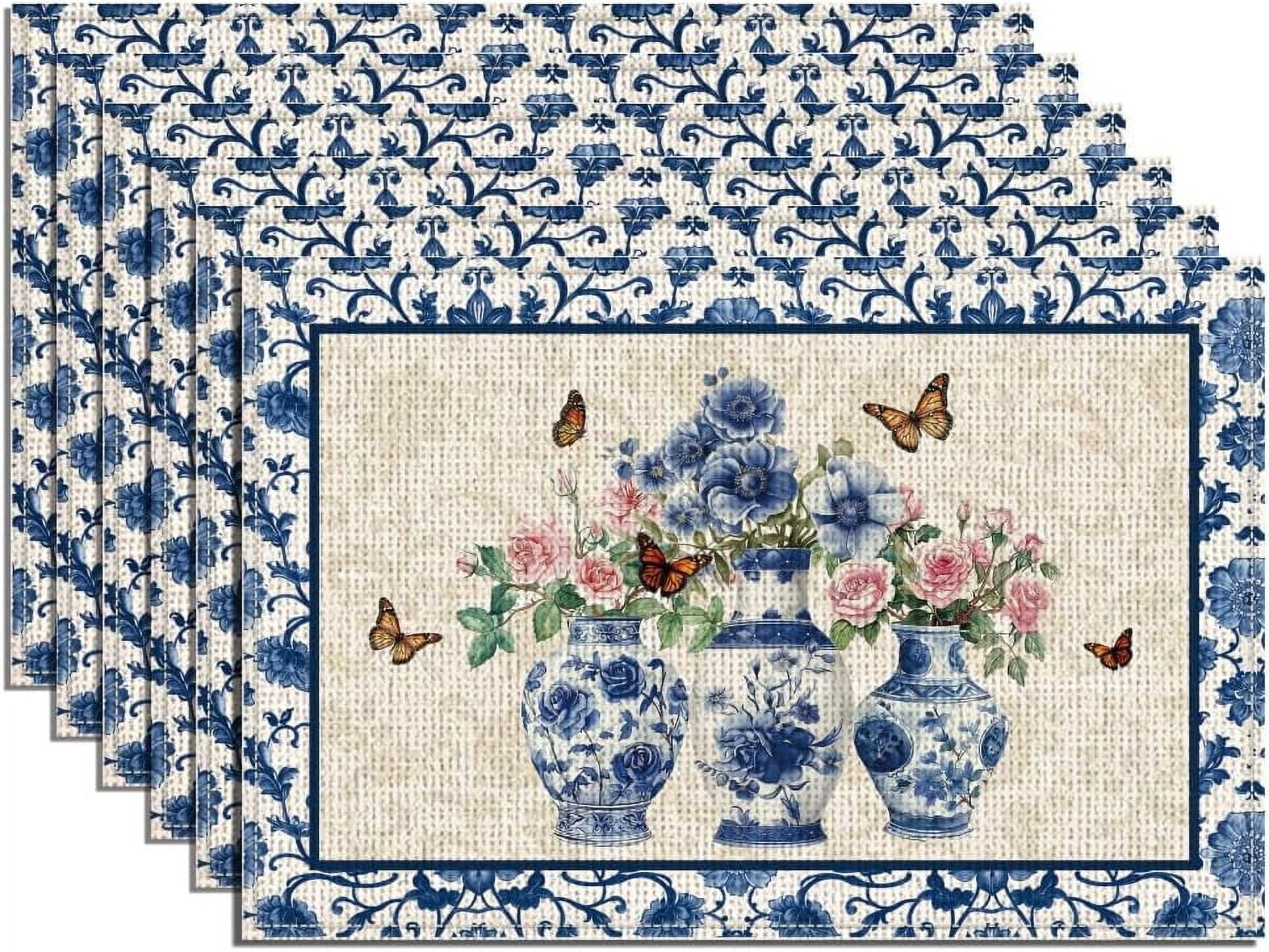 6Pcs Classical Chinese Vase Table Cloths 17.7x11.8 Inch Rectangle ...
