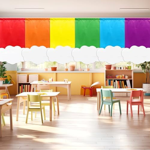 6Pcs Classroom Rainbow Curtains: Back to School, for Kindergarten ...
