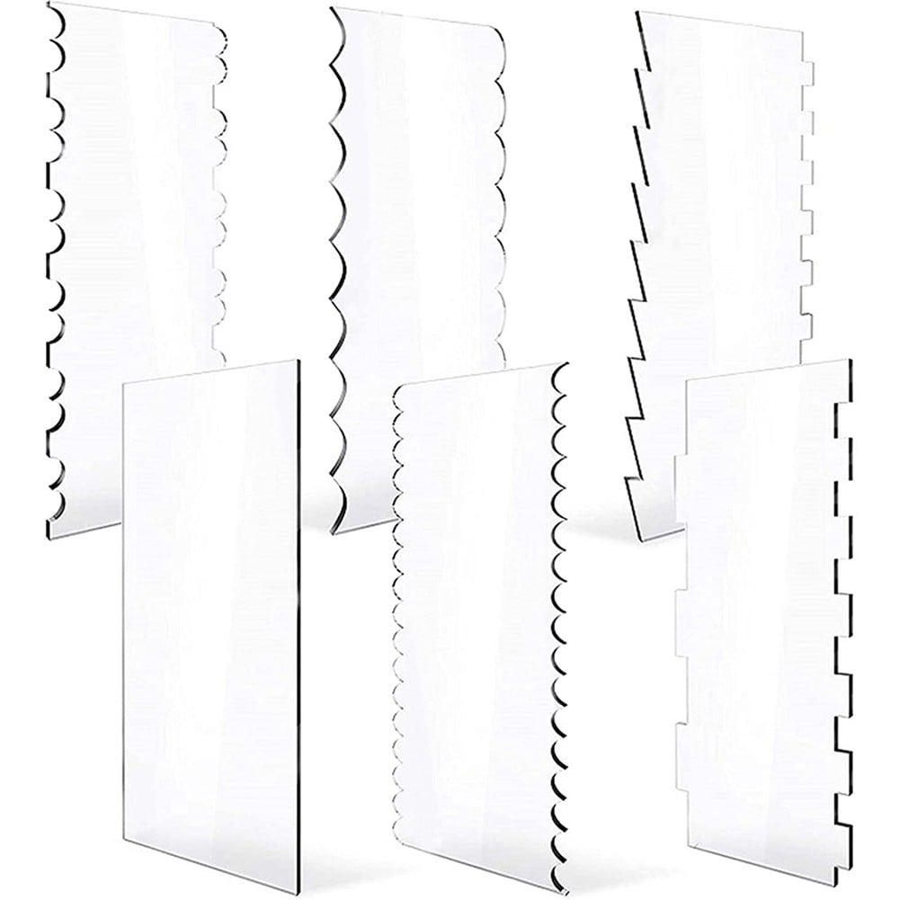 6Pcs Clear Acrylic Cake Scraper Pastry Cutters Cake Comb Edge Smoother ...