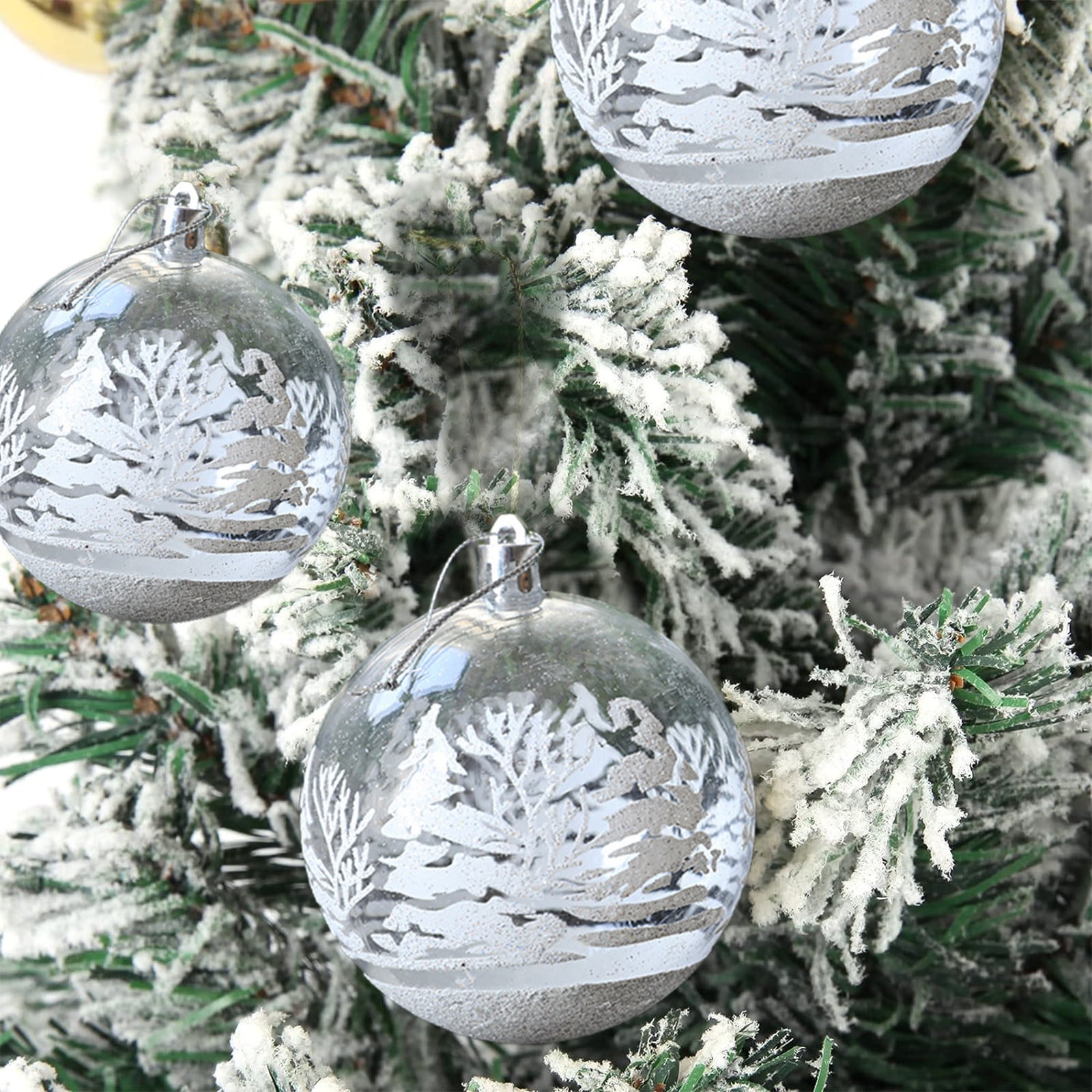6Pcs Clear Christmas Ball Ornaments, Transparent Plastic Fillable ...