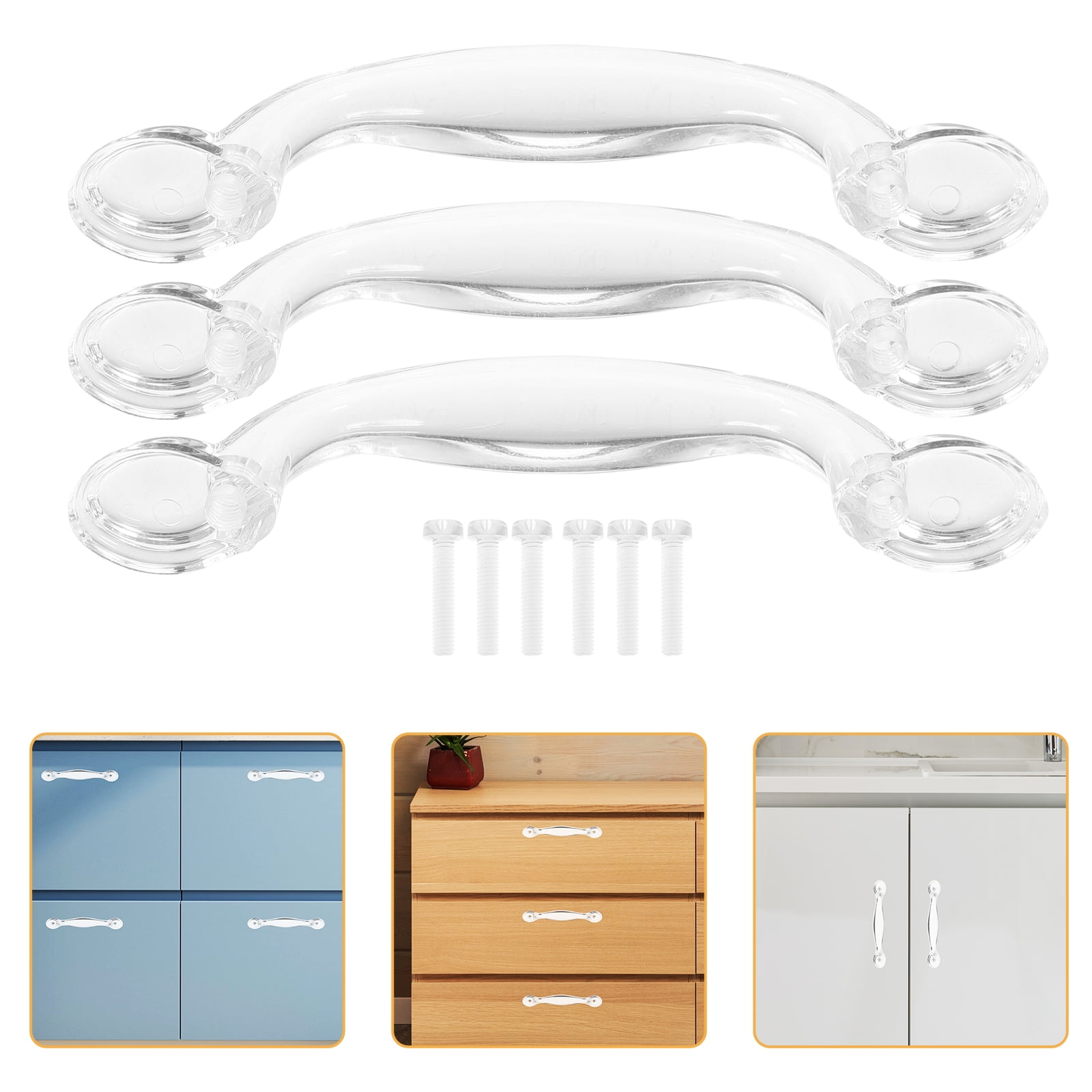 6Pcs Clear Drawer Knobs Pull Handles Dresser Pulls Transparent Door ...