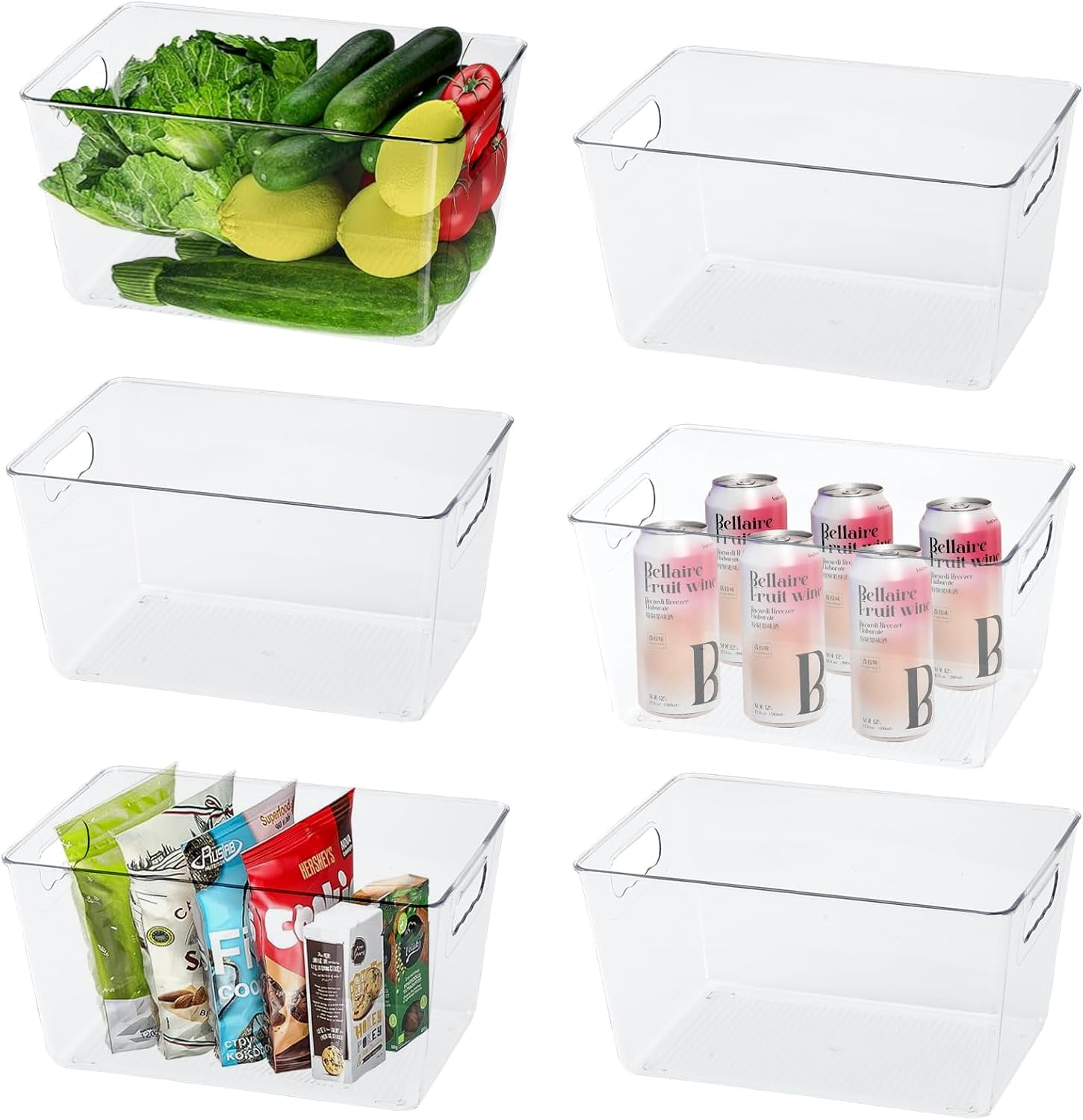 6Pcs Clear Plastic Storage Bins, Large Plastic Containers with Handle ...
