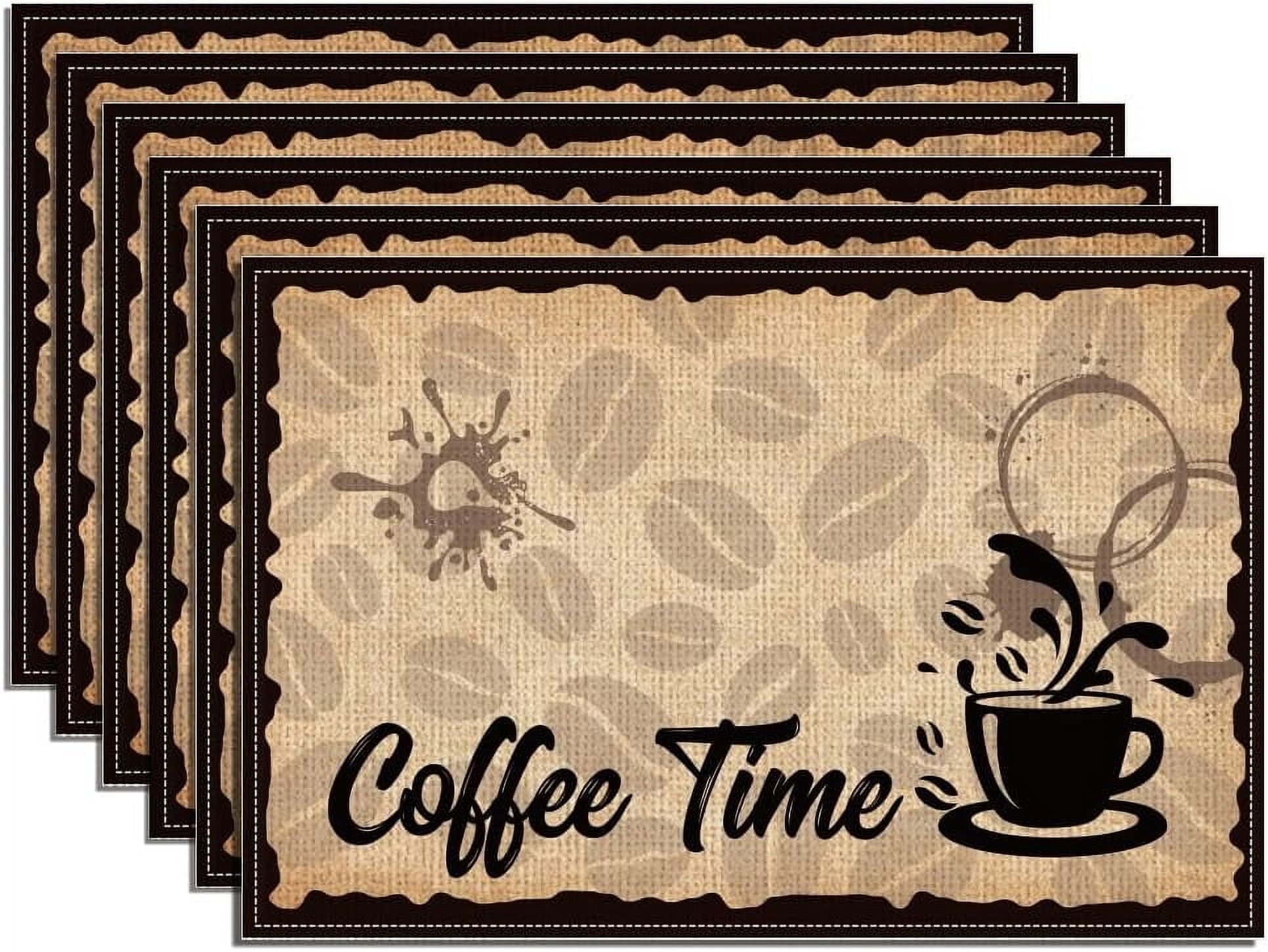 6Pcs Coffee Themed Placemat 11.8x17.7 Inch Coffee Time Table Mats Mocha ...