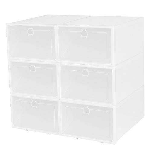 6Pcs Collapsible Shoe Box Stackable Shoe Storage Bin Transparent ...