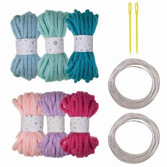 6Pcs Colorful Polyester Rope 7mmX5Meters Hollow Braided Rope For Art ...