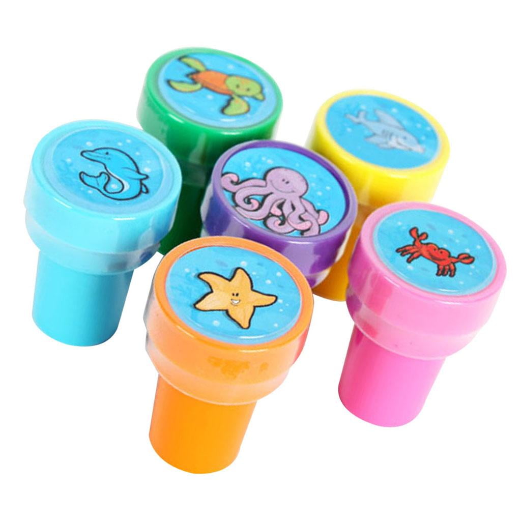 6Pcs Colorful Self Ink Cartoon Patterns Stamper Party Educational Toys ...