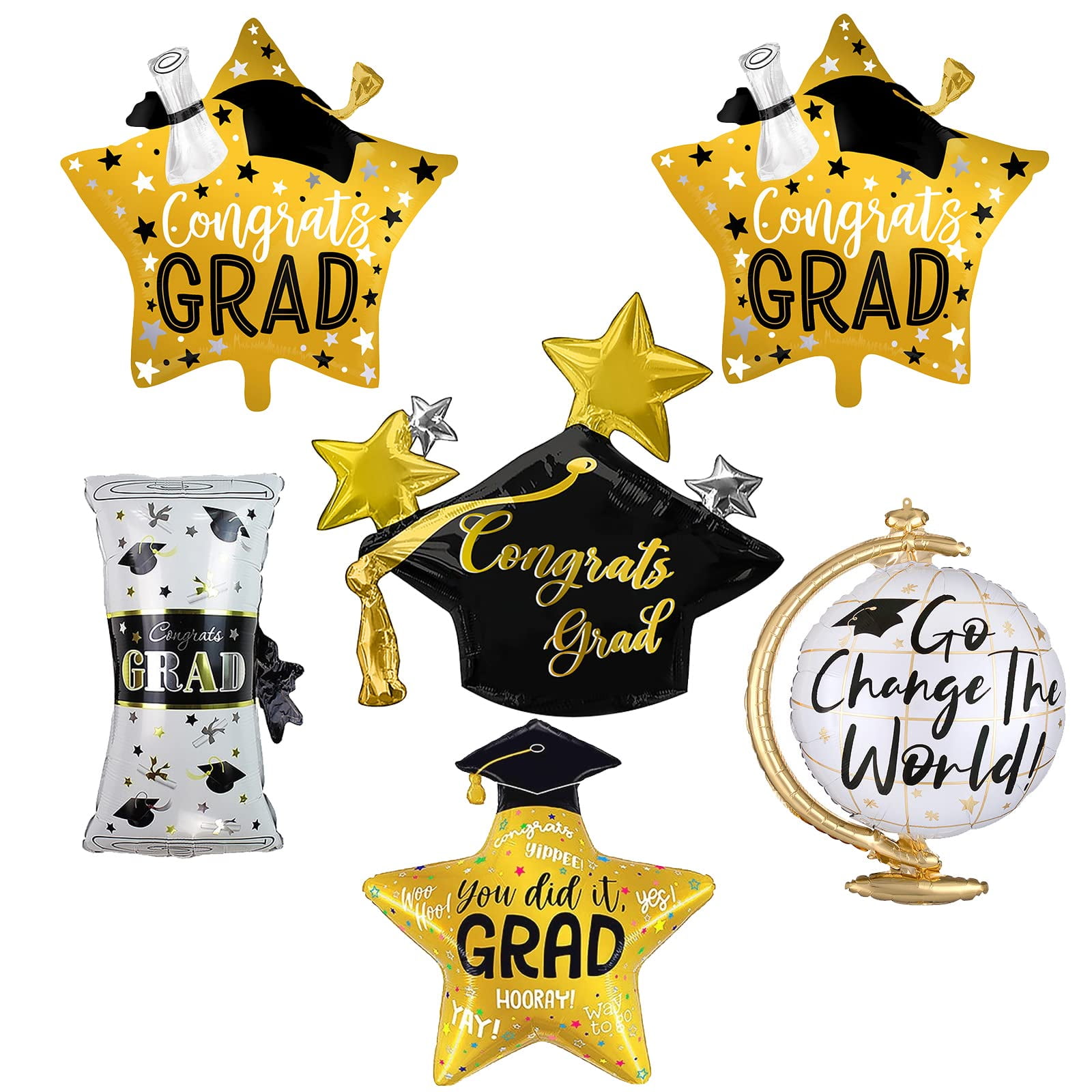 6Pcs Congrats Balloons for Graduation Decorations, Class of 2025 Congrats Grad Aluminum Foil ...