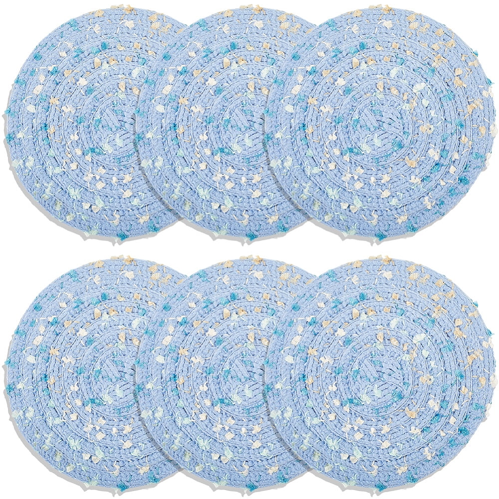 6Pcs Cotton Drink Coasters 4.7 Inch Round Handmade Woven Absorbent Bar ...