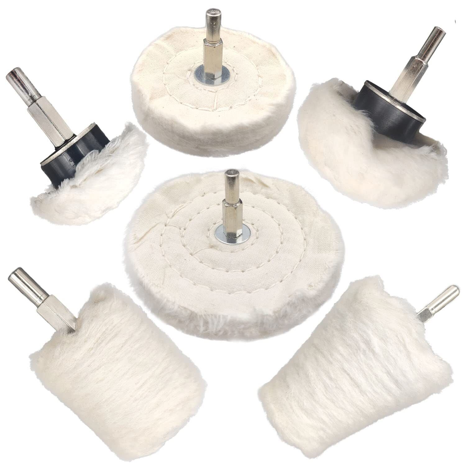 6Pcs Cotton Polishing Pad Buffing Mop Wheel Car Motorcycle Kit For ...