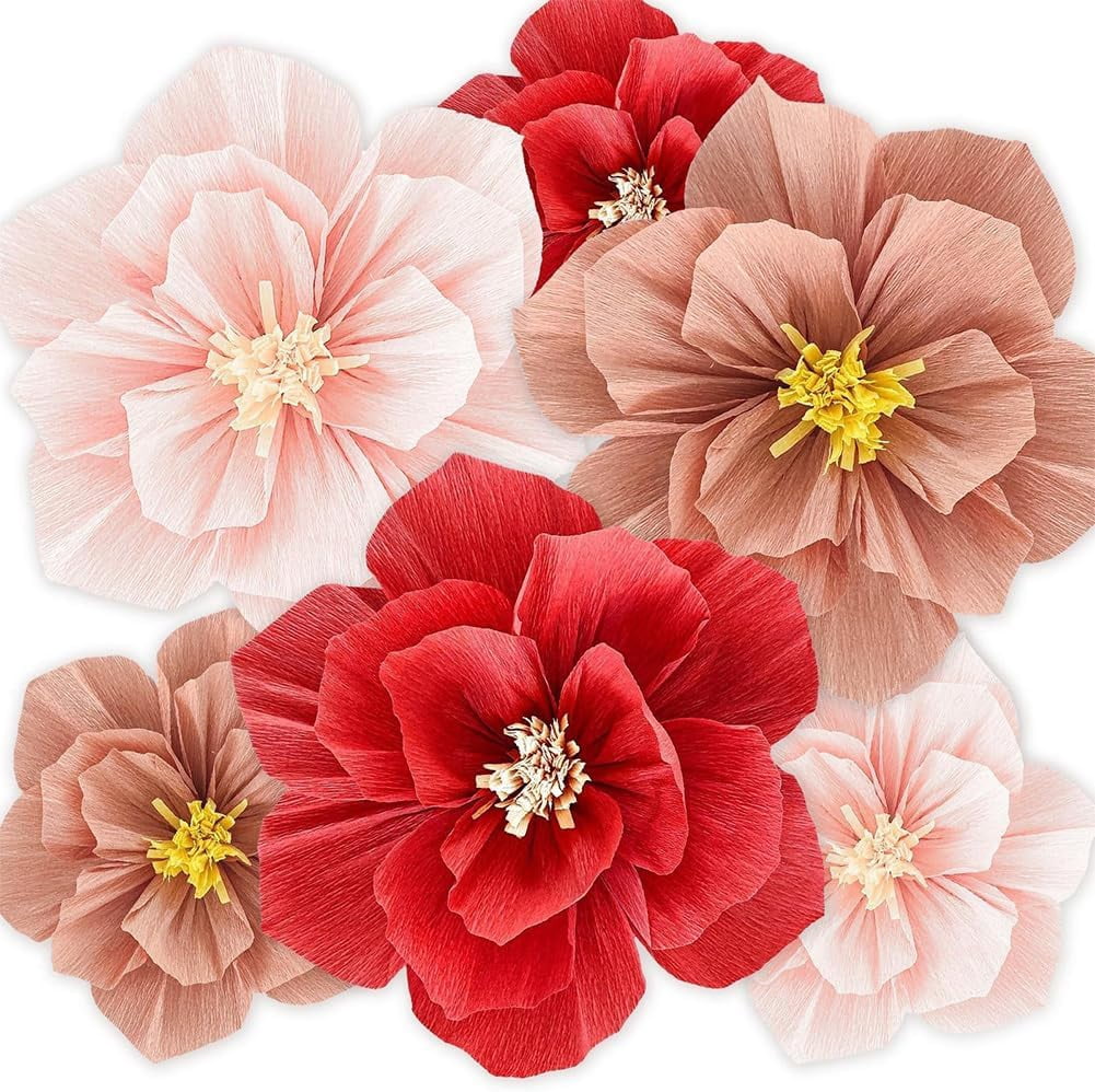 6Pcs Crepe Paper Artificial Flowers for Wedding Celebration Decoration ...
