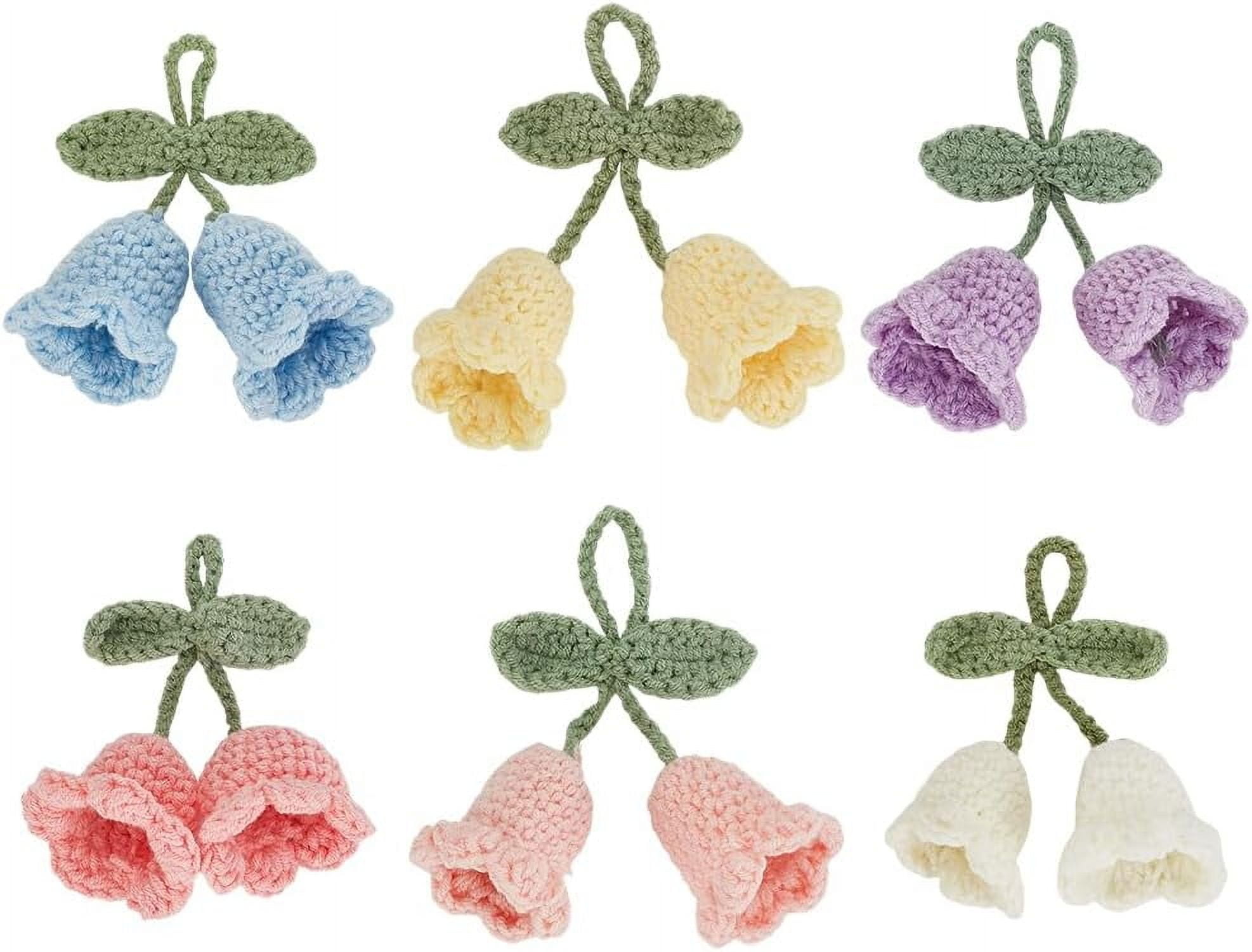 6Pcs Crochet Bell Orchid Pendant Knitted Bluebell Flower Charms ...