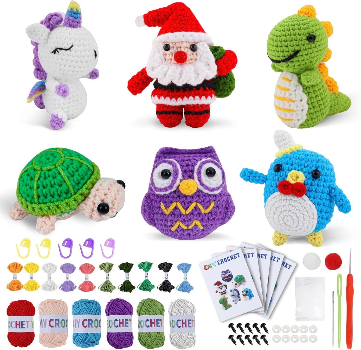 6Pcs Crochet Kit for Beginners - Knitting Kit for Adults and Kids ...