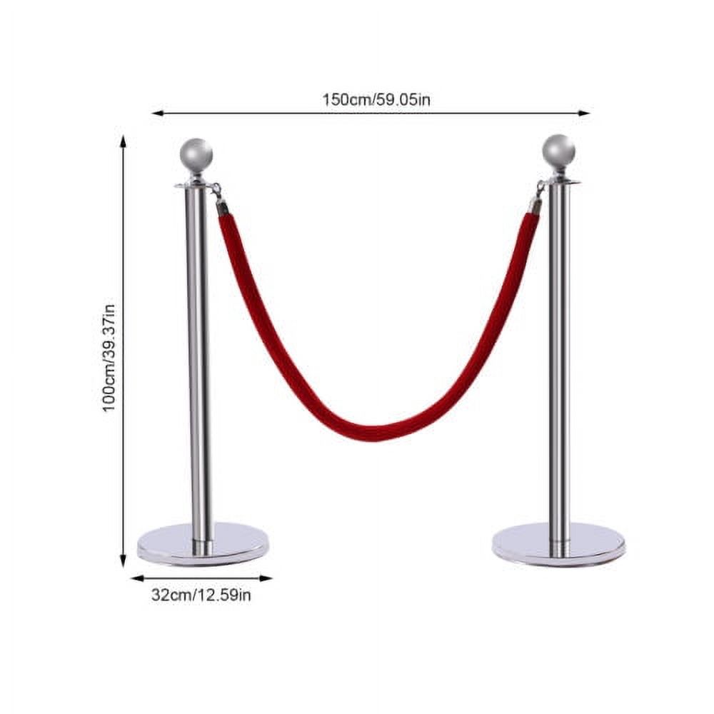6Pcs Crowd Control Silver Stanchion Posts Red Velvet Rope Queue Line ...