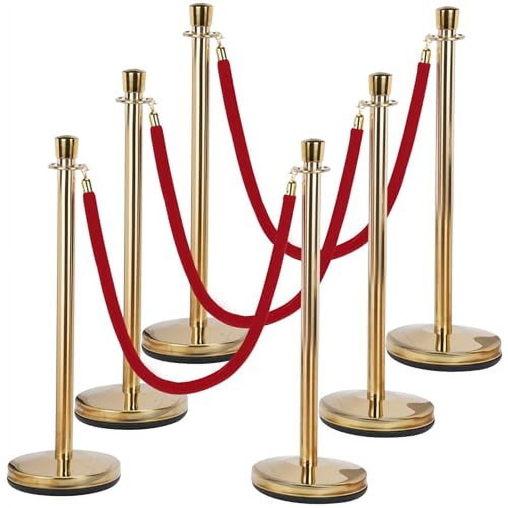 6Pcs Crowd Control Stanchions with 3 Red Velvet Ropes, 5Ft Stainless ...