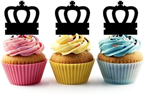 6Pcs Crown Silhouette Acrylic Cupcake Toppers for Royal or Princess ...
