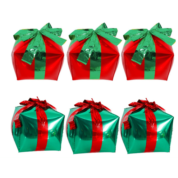 6Pcs Cube Gift Box Balloons, 12.6 Inch Gift Box Mylar Foil Balloons for ...