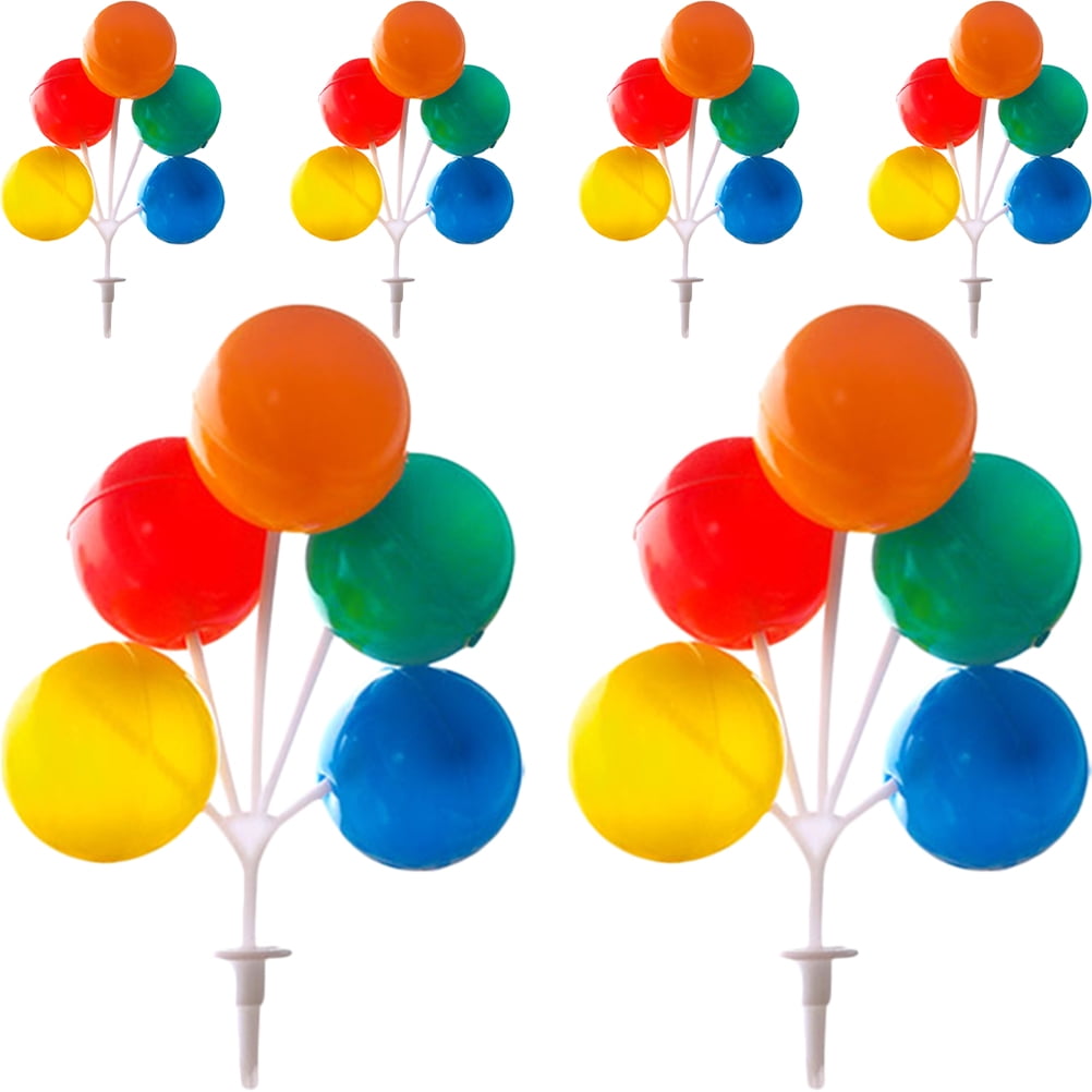 6Pcs Cupcake Toppers Balloon Shaped Cake Inserting Decors Colorful ...