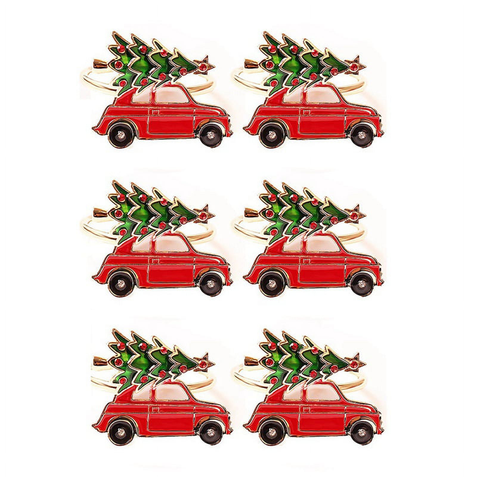6Pcs Cute Car Shape Metal Christmas Napkin Ring Holder Multicolor Towel ...