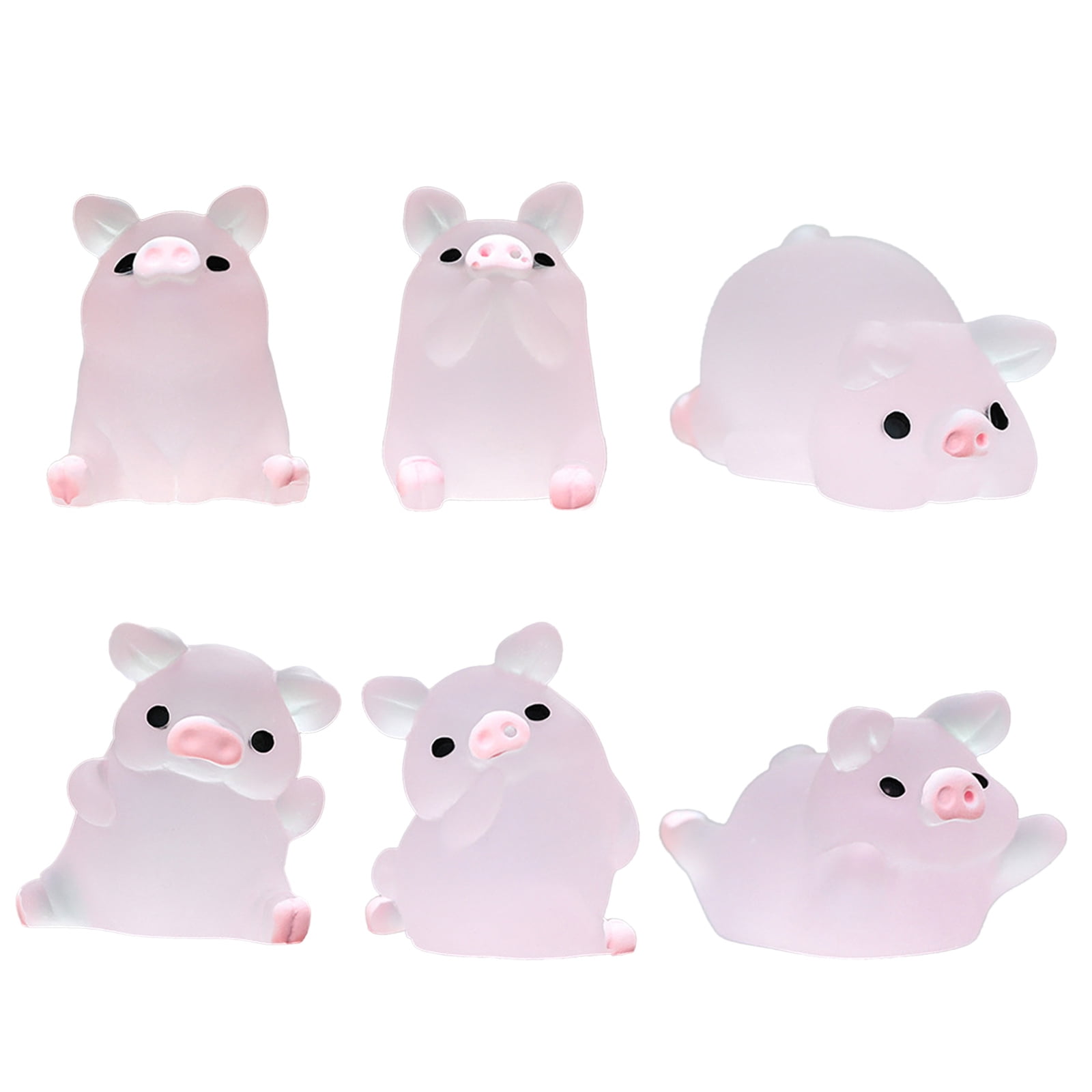 6Pcs Cute Piggy Miniature Figurines Cake Toppers Resin Figurines Toy ...