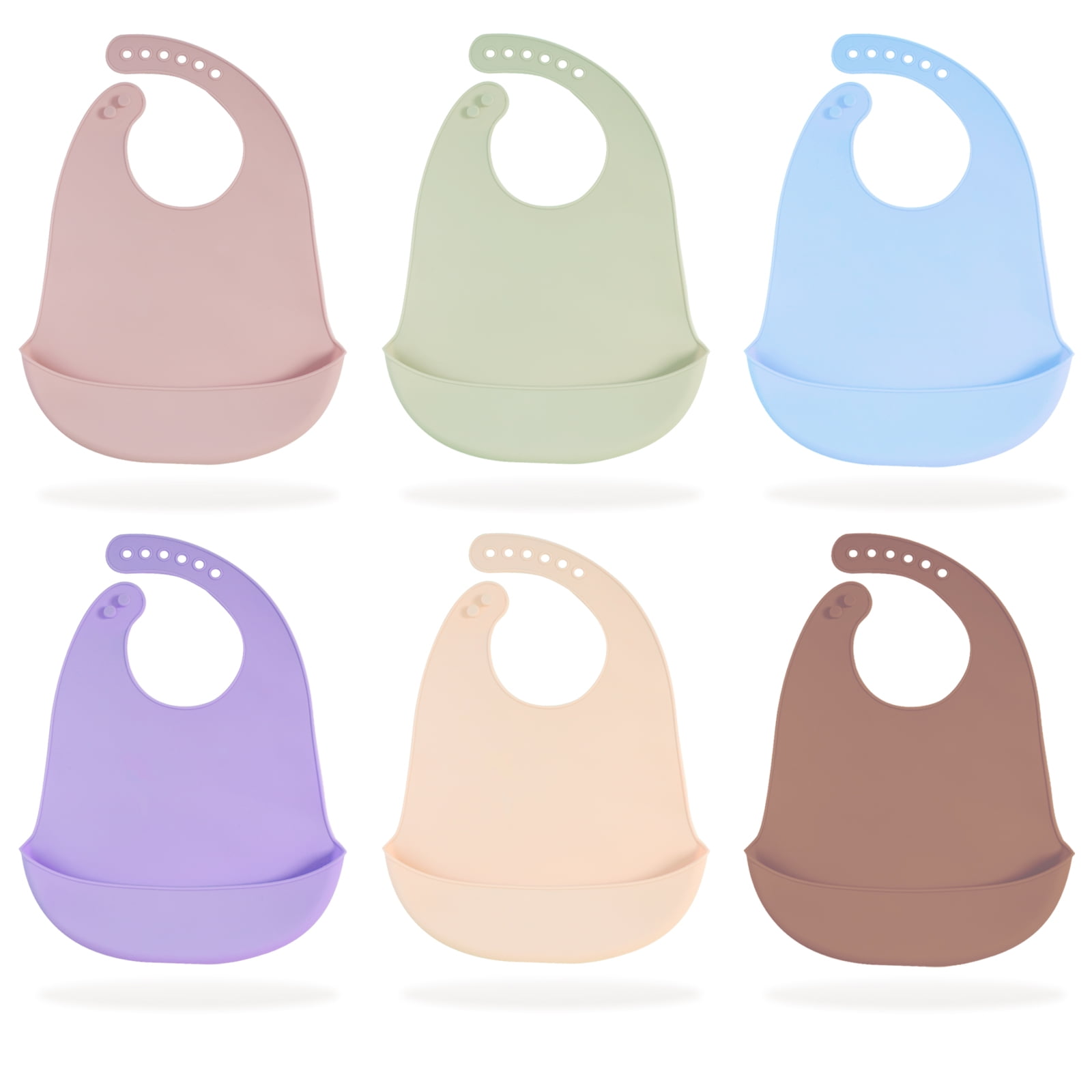 6Pcs Cute, BPA-Free Silicone Baby Bibs- Waterproof, Soft, Fits 10-72 ...