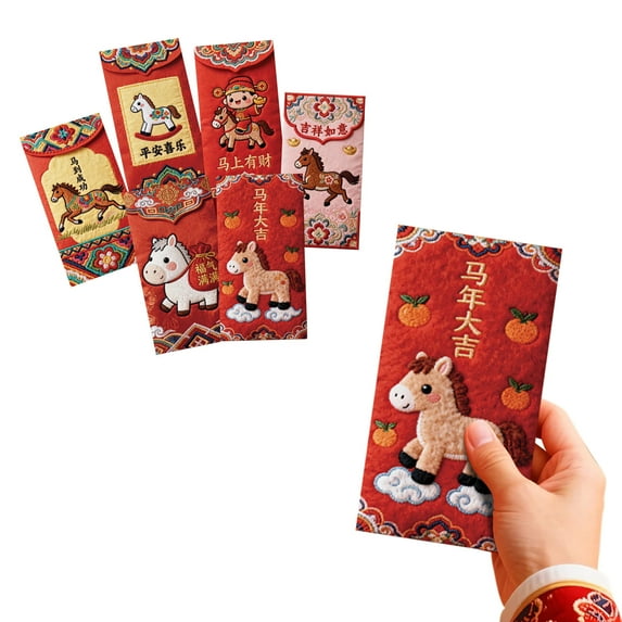 6Pcs Cute Zodiac Horse Red Envelopes,Fun Chinese New Year Money Gift ...