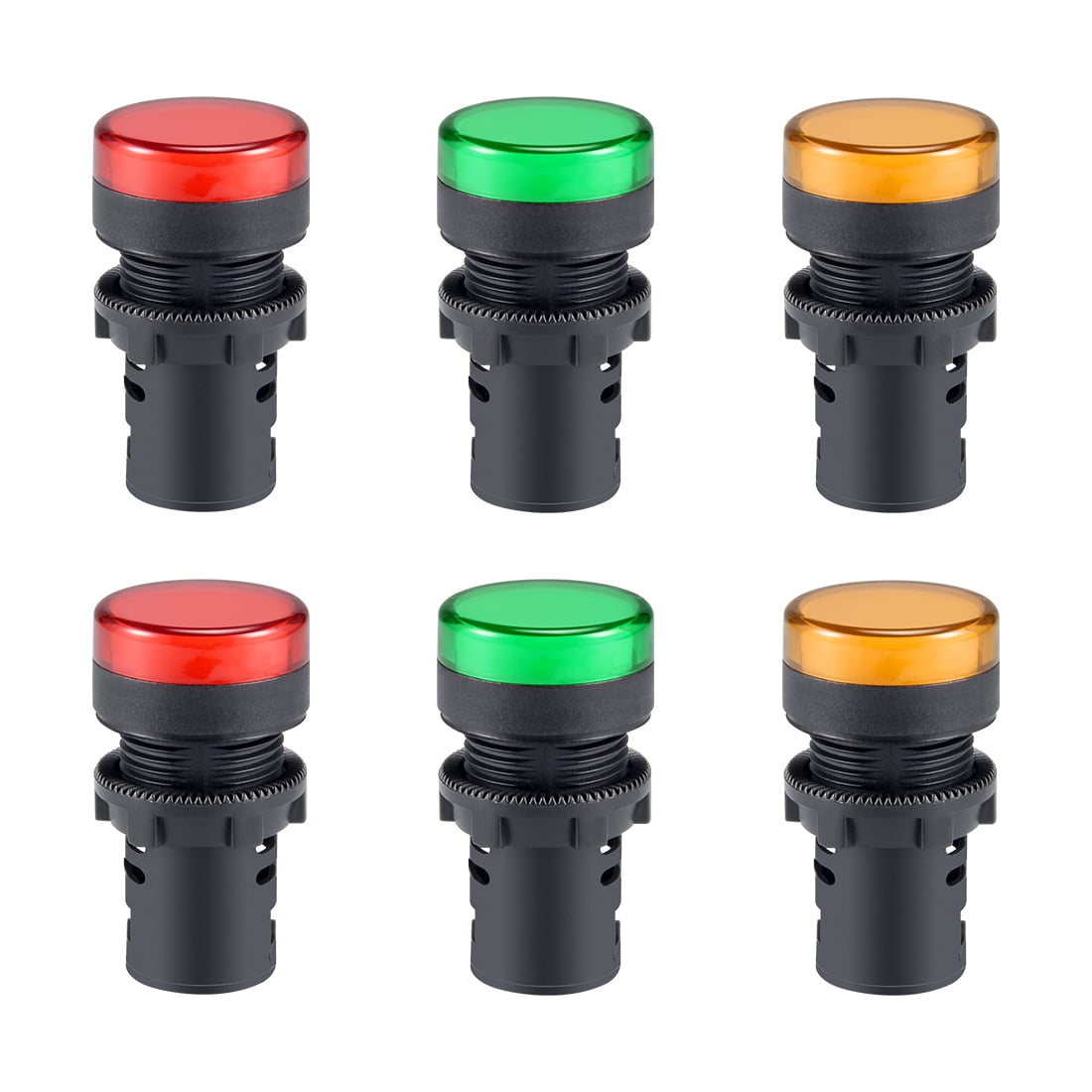 6Pcs /DC 12V Indicator Lights Red+Green+Yellow Flush Panel Mount 7/8 ...
